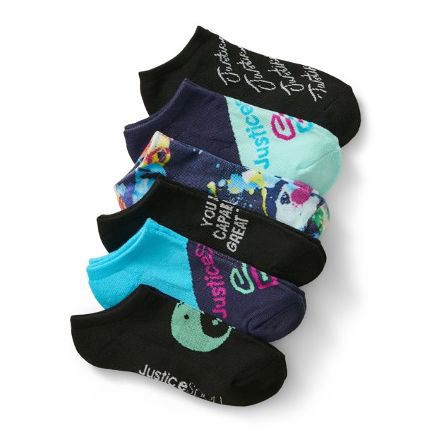 Justice, Girls No-Show Socks, 6-Pack, Sizes M-L - Walmart.com
