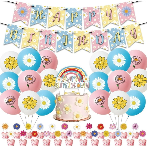44 Pcs Daisy Flower Birthday Party Decorations Including Daisy Banner ...