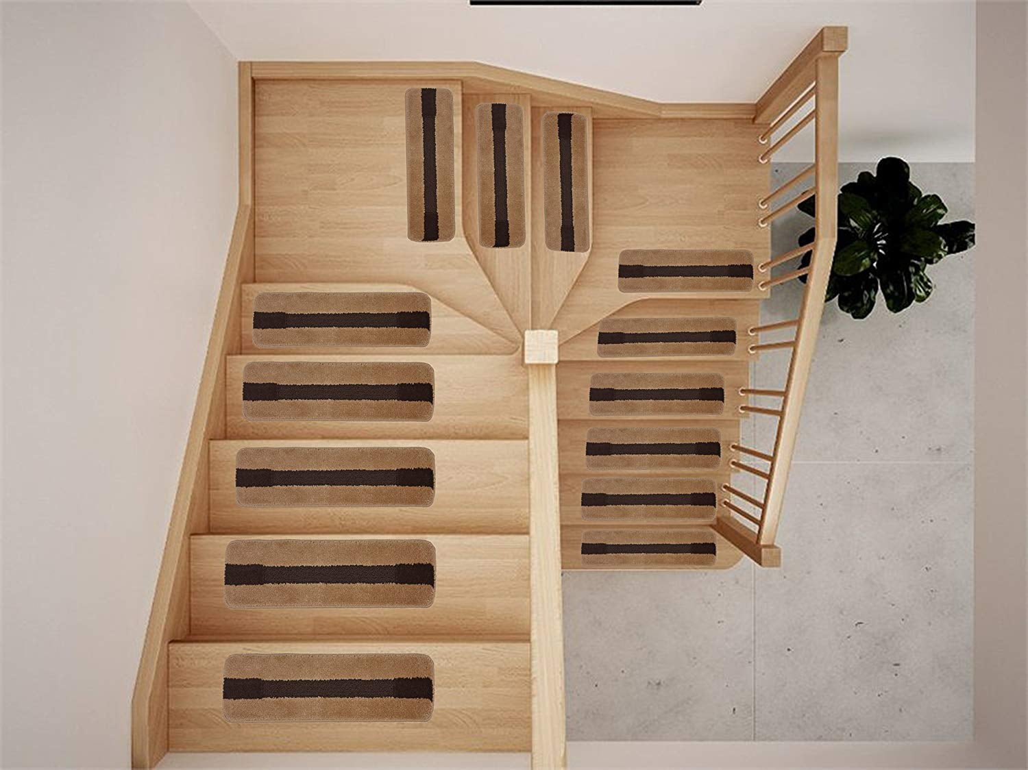 Luxury Stair Tread Treads Stripe Edge Geometric Design Indoor Skid Slip ...