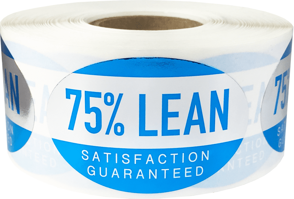 75% Lean Grocery Store Labels 1.25 x 2 Inch Ovals 500 Total Adhesive ...