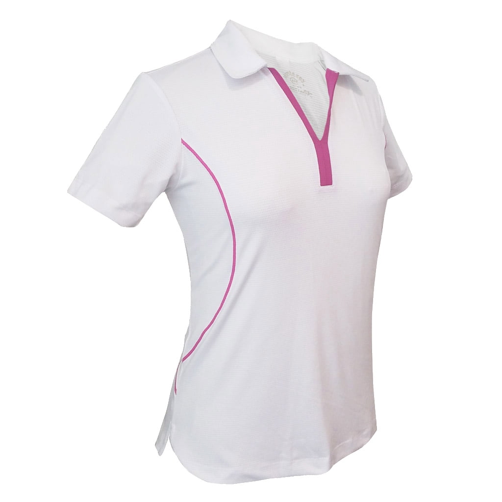 Monterey Club Women's Micro Pix Contrast Golf Polo Shirt #2448 ...