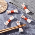 5Pcs Porcelain Chopsticks Stand Bowknot with Flower Pattern Colorful ...
