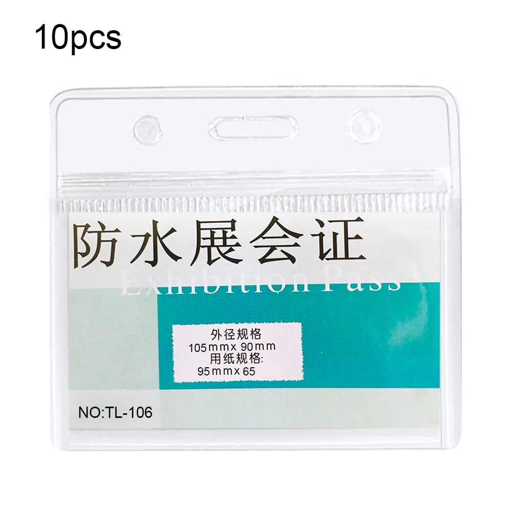 Farfi 10Pcs Vertical Transverse Waterproof Transparent ID Card Name Tag ...