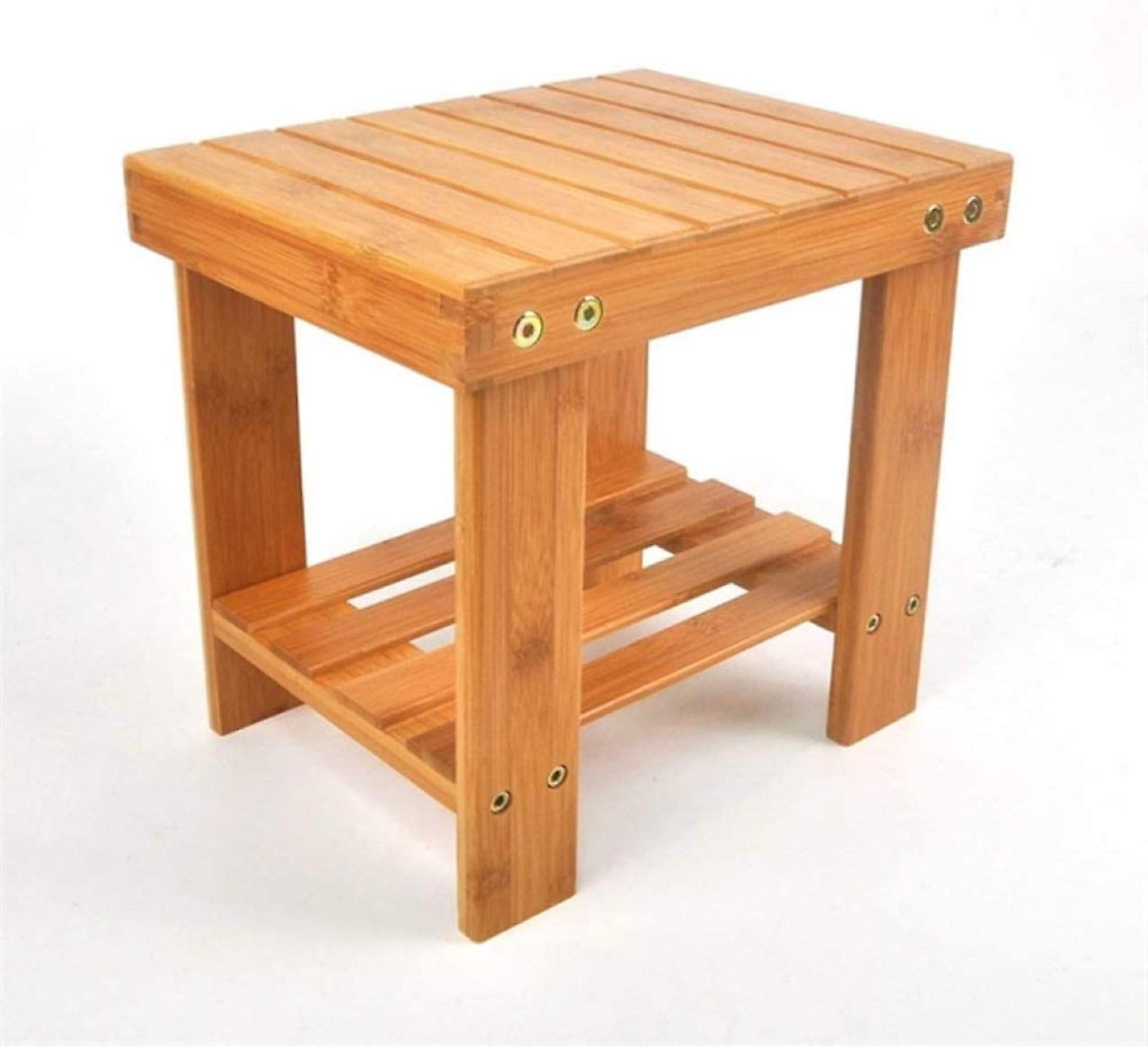 Tabouret Bas En Bamboo Naturel Avec Etagre De Rangement Pour Enfants Et ...