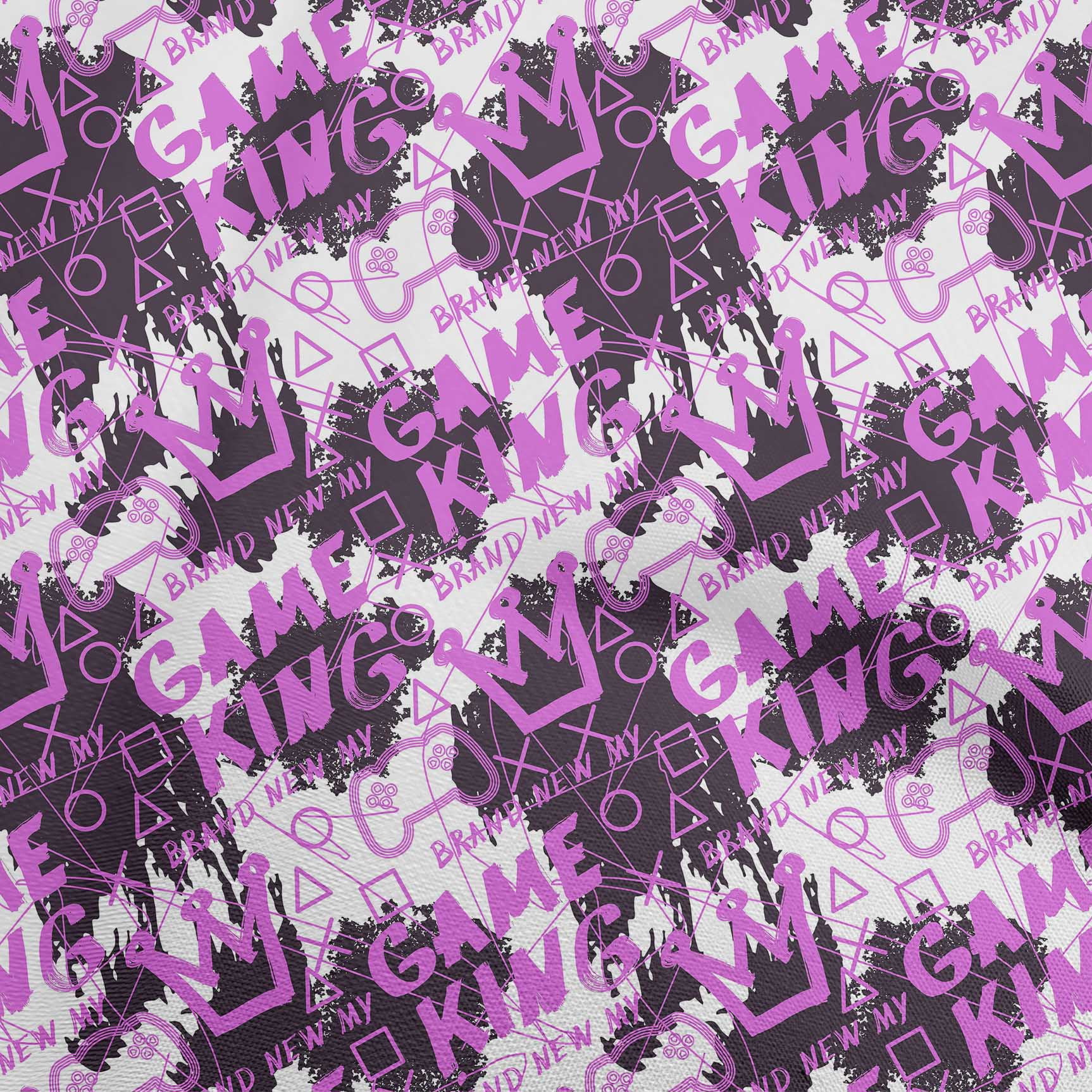 oneOone Cotton Poplin Purple Fabric Writing Abstract Texture With Text ...