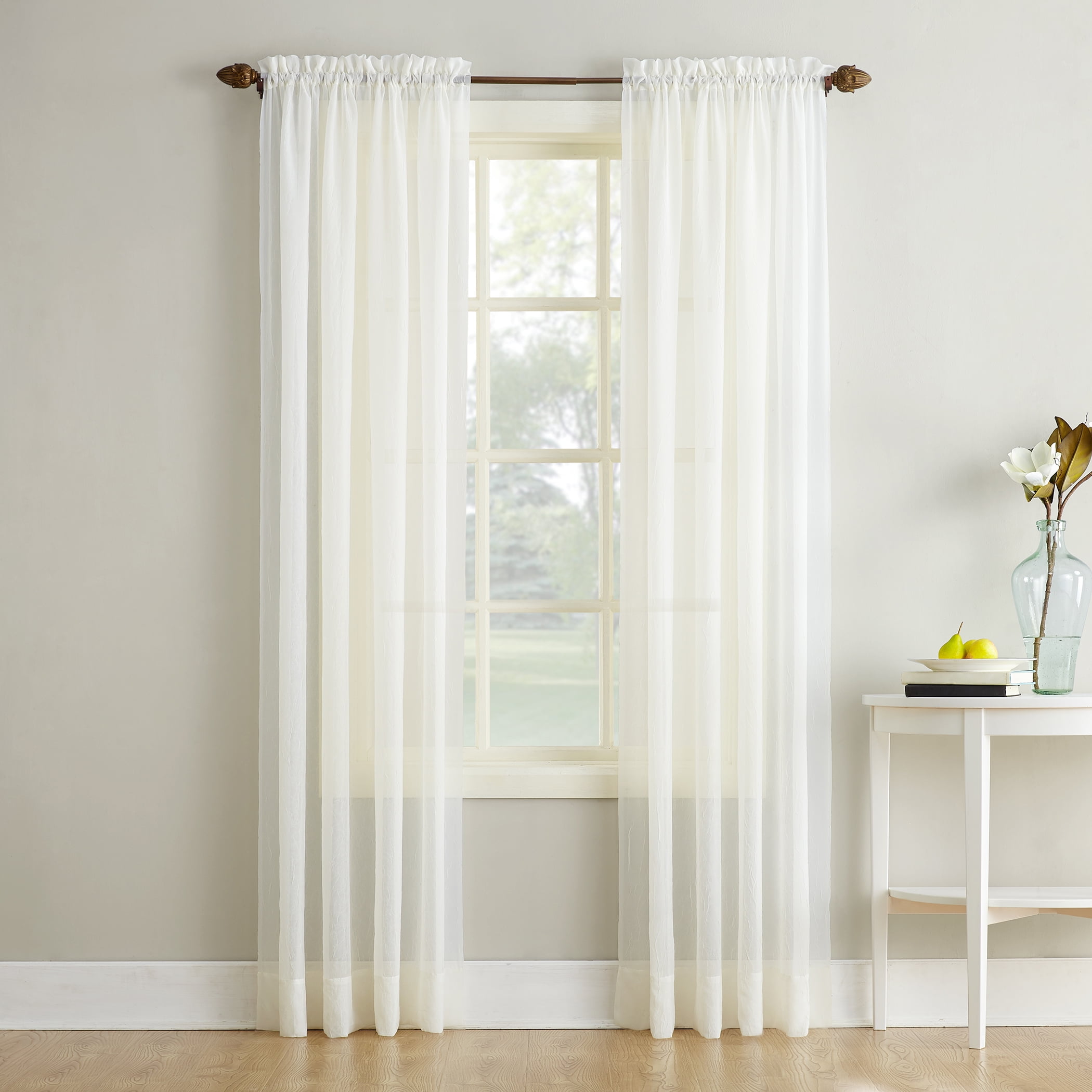 No. 918 Jillian Crushed Voile Sheer Rod Pocket Curtain Panel, 51" x 63 ...