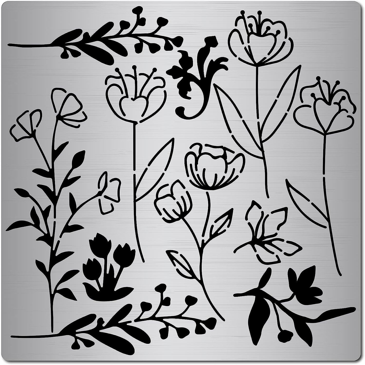 6.3 Inch Flower Metal Stencil Flower Leaves Stencils Dies Cuts ...