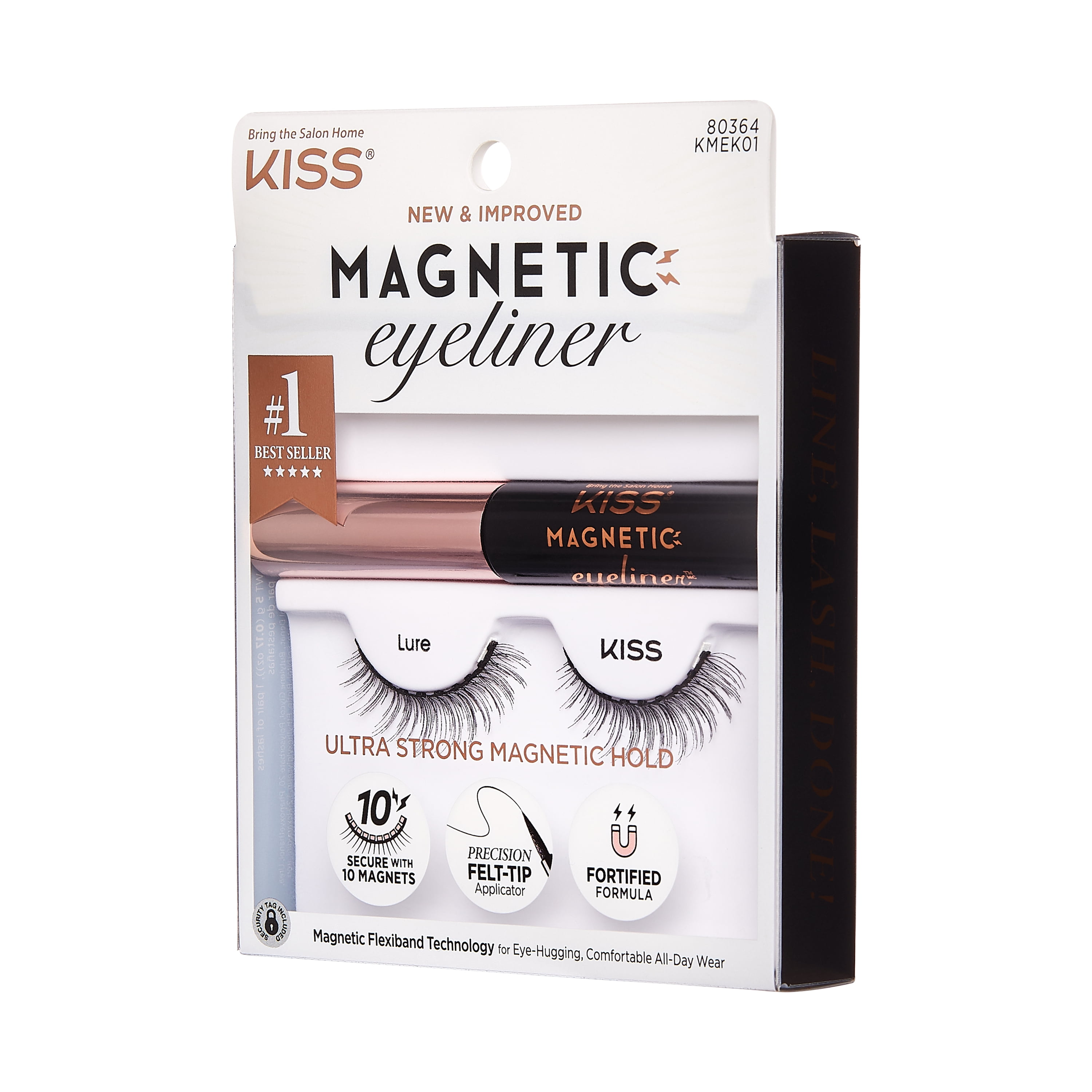 KISS Magnetic Eyeliner and Lash Kit 01 Lure Double Strength Wind Resistant Dermatologist Tested Walmart