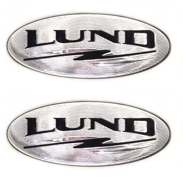 Lund Boat Seat Logo Emblems 1986277 | Iron On 5 x 2 Inch Silver (Pair ...