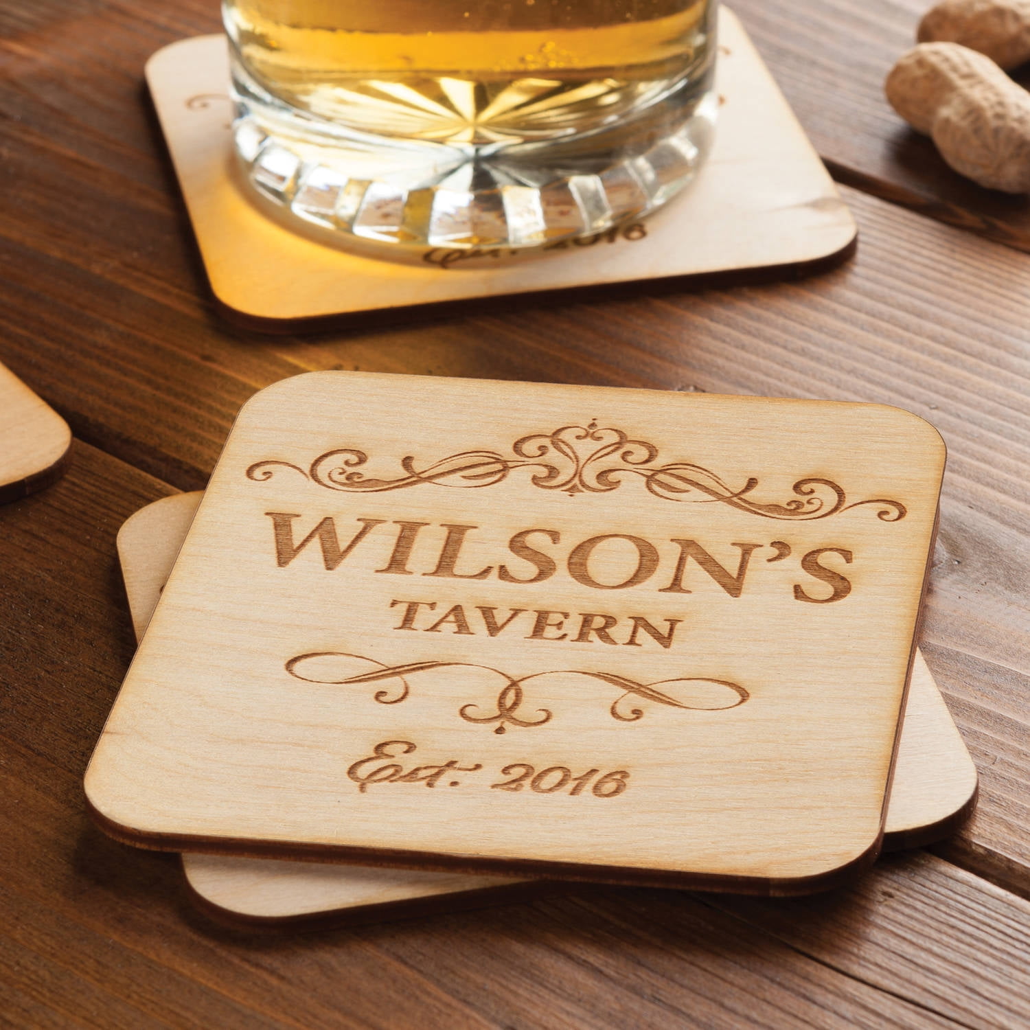 Set of 4 Personalized Wood Coasters - Walmart.com