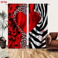 2Pcs Bold Red Heart Leopard & Zebra Print Curtain Set, Satin-Like ...