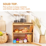 Wooden Bread Box Bamboo 2 Shelf Roll Top Bread Holder Bread Organizer ...