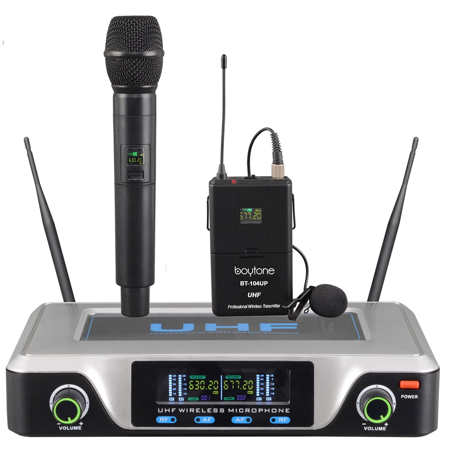 Boytone BT-104UM, UHF Wireless Microphone System, Dual fix Channel ...