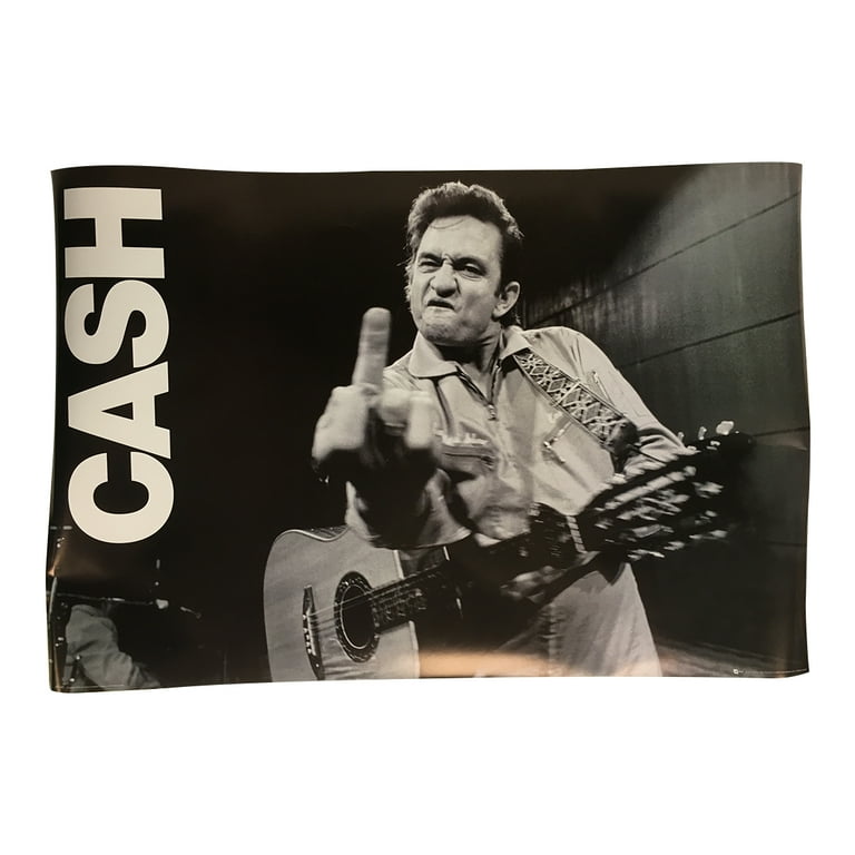 Johnny Cash Middle Finger Poster Johnny Cash Stickers For Sale