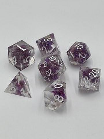 TEG - 7 Clear w/ White Dried Flowers Polyhedral Dice - Walmart.com