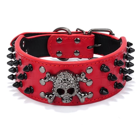 Berry Spike Leather Dog Collar - 3 Row Bullet Rivet Rivet PU Leather ...