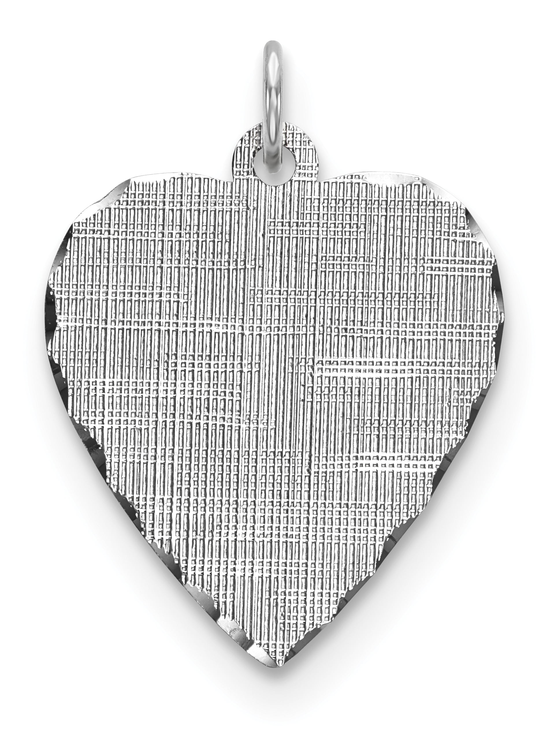 Sterling Silver Ss Rh-Plt Engraveable Heart Patterned Polished Front ...