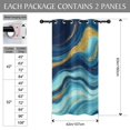 Blue and Gold Marble Pattern Blackout Curtains,Triple Weaved Fabric ...