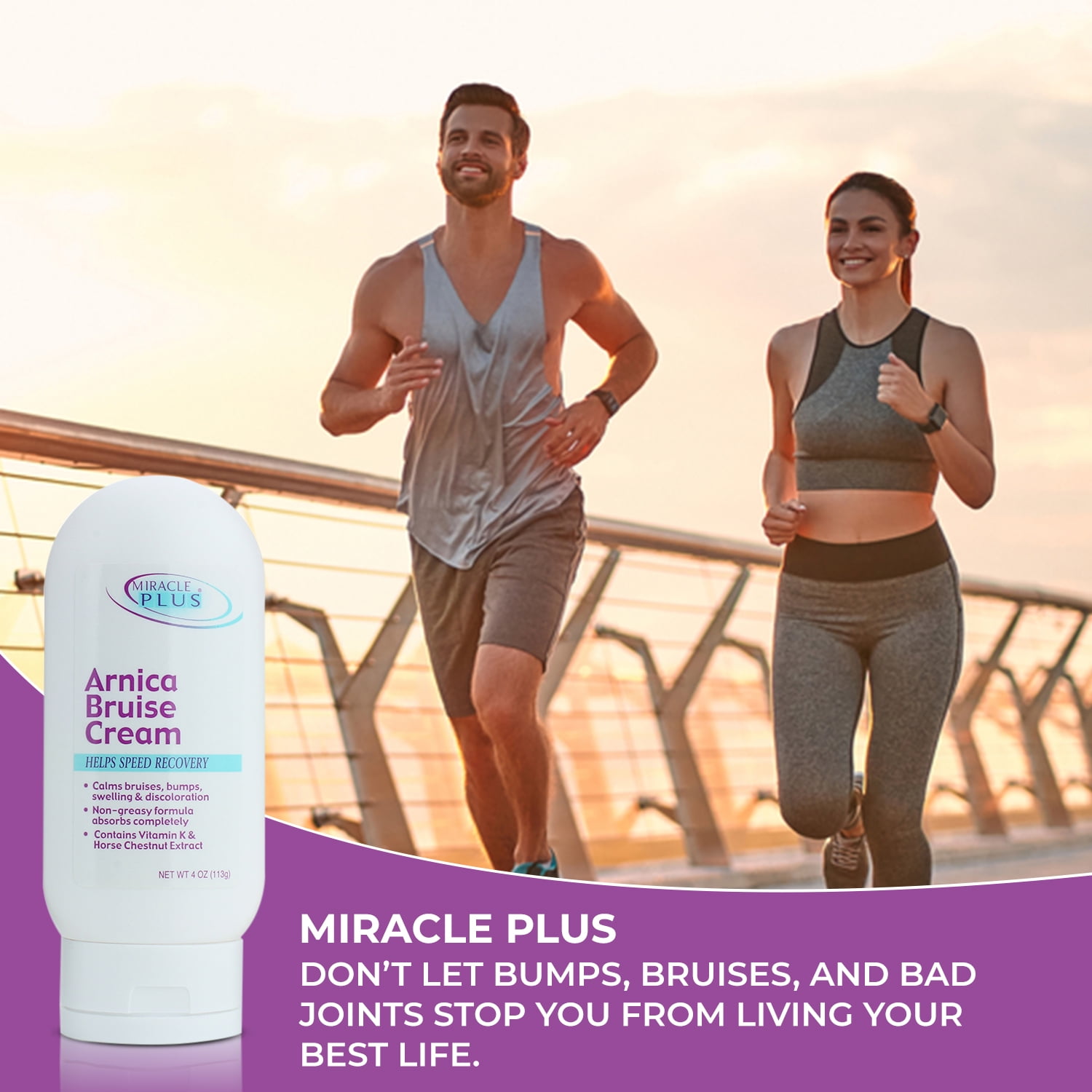 Buy Miracle Plus Arnica Bruise Cream for Bruising, Swelling, Discoloration. Set of Two 4 fl oz ...