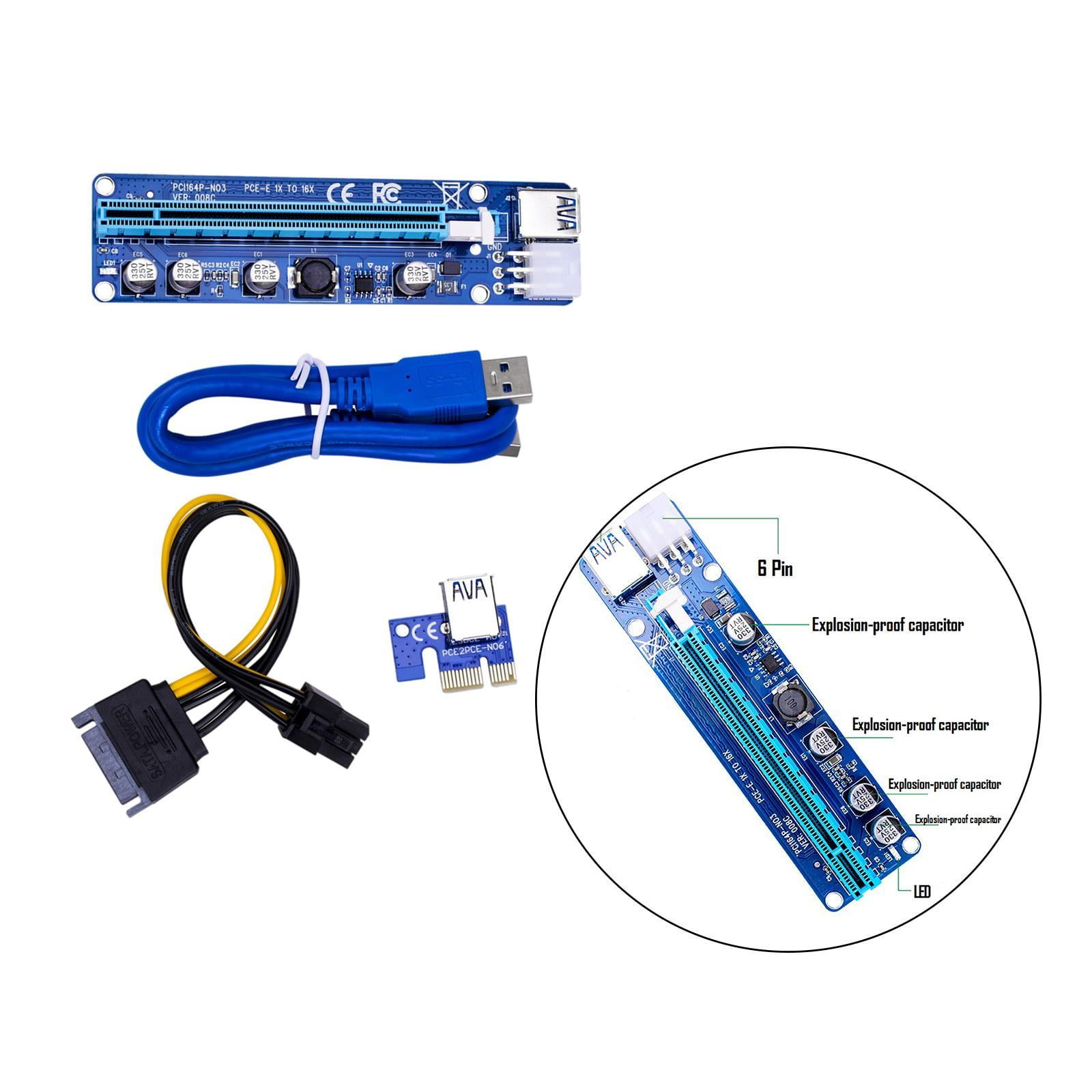 008C Tarjeta vertical de 60 cm CUTICAT USB 3.0 1x 4x 8x 16x Extensor con indicador de trabajo ...