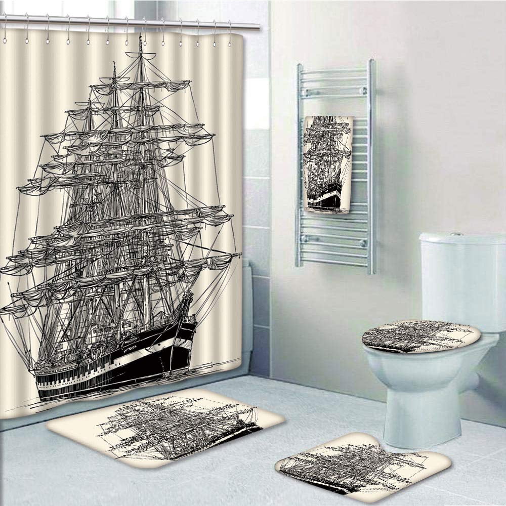 PRTAU Pirate Ship Sailing Boat ed Nautical Maritime Vintage 5 Piece ...