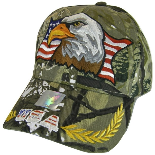 Men's Patriotic Large Eagle USA Adjustable Baseball Cap (Hunting Camo ...