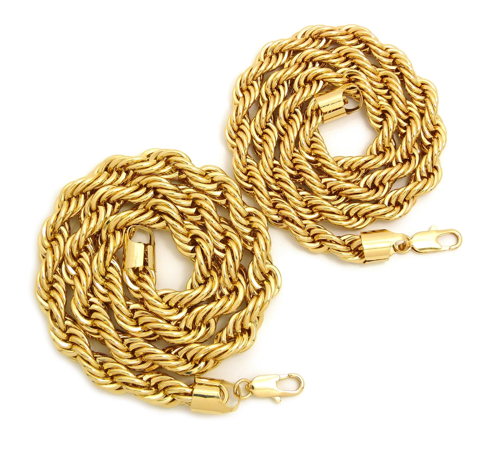 Hip-Hop Rapper's Style Rope Chain Necklace Set in Gold-Tone - Walmart.com