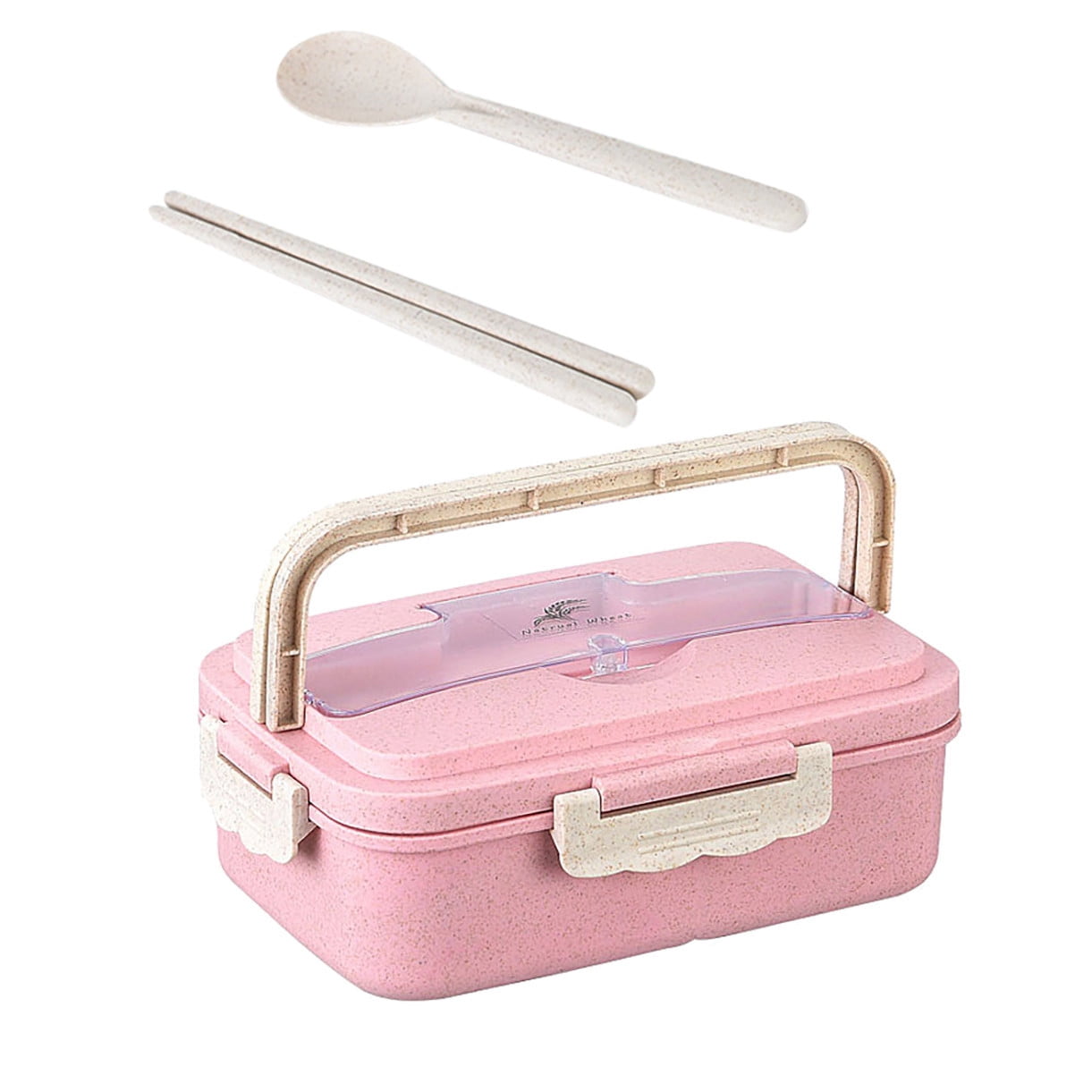 YUEHAO Lunch Box Reusable 3-Compartment Plastic Divided Food Storage ...