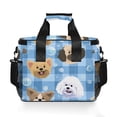Blue Plaids Happy Dogs Bubbles Portable Cooler Lunch Box Reusable ...
