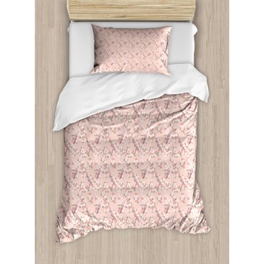 Almond Blossom Duvet Cover Set Queen Size, Spring Cherry Blossom Tree ...