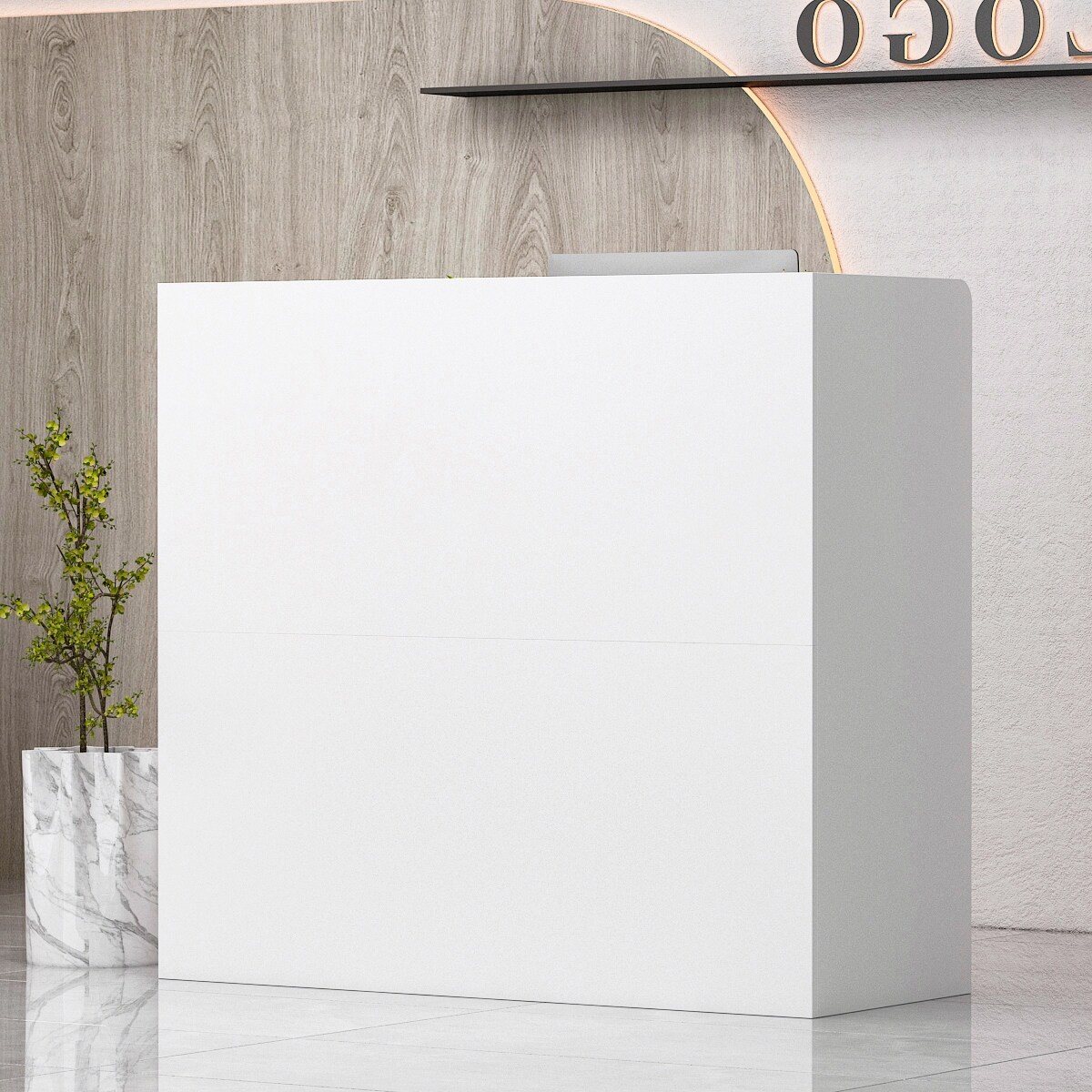 47.2" Reception Desk Counter Lockable Storage Reception Table Working ...