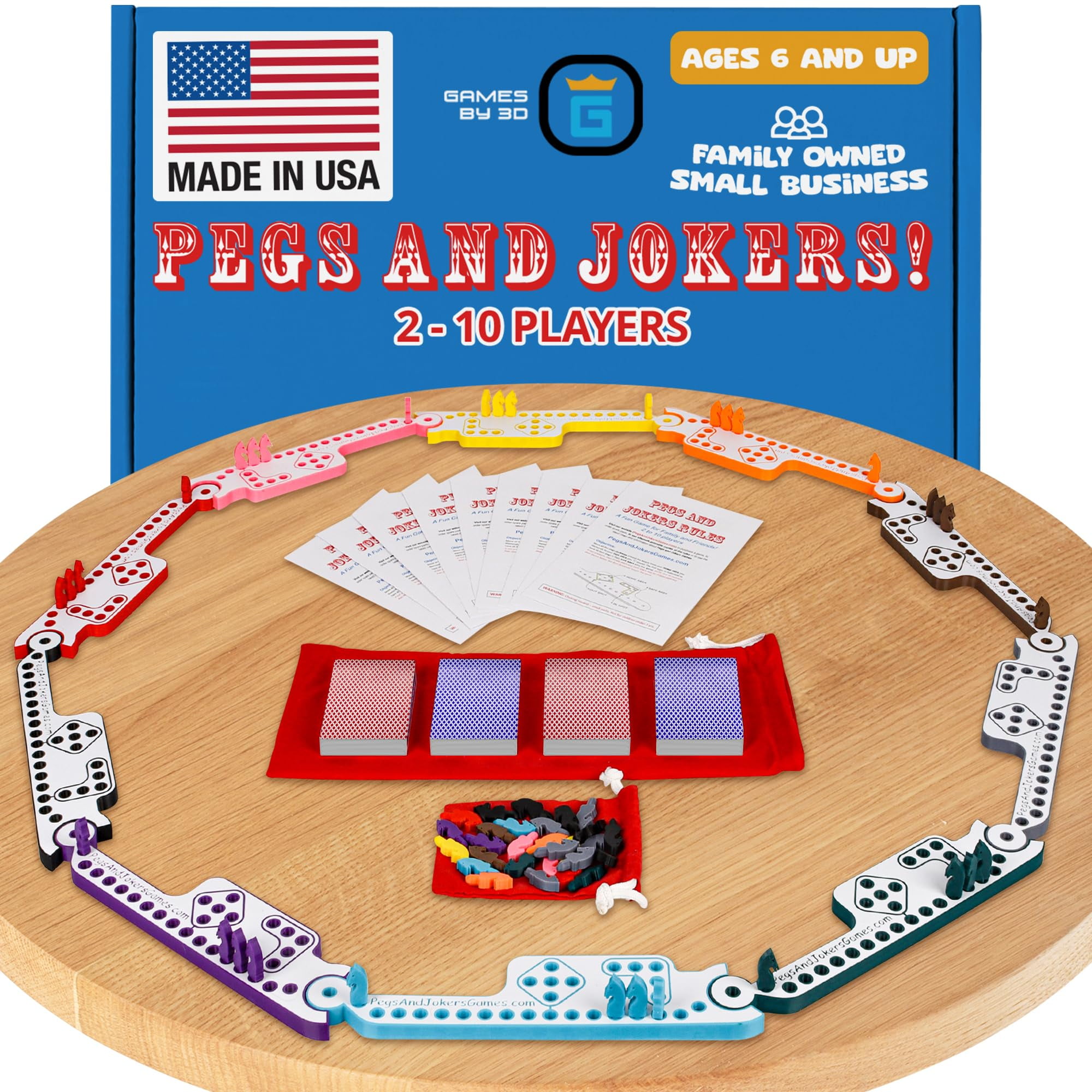 Games By 3D Pegs And Jokers Board Game - 2-10 Players Strategic Fun ...