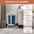 Small Trash Can with Lid Abstract Vertical Stripes Blue Gray 1.8 Gallon ...