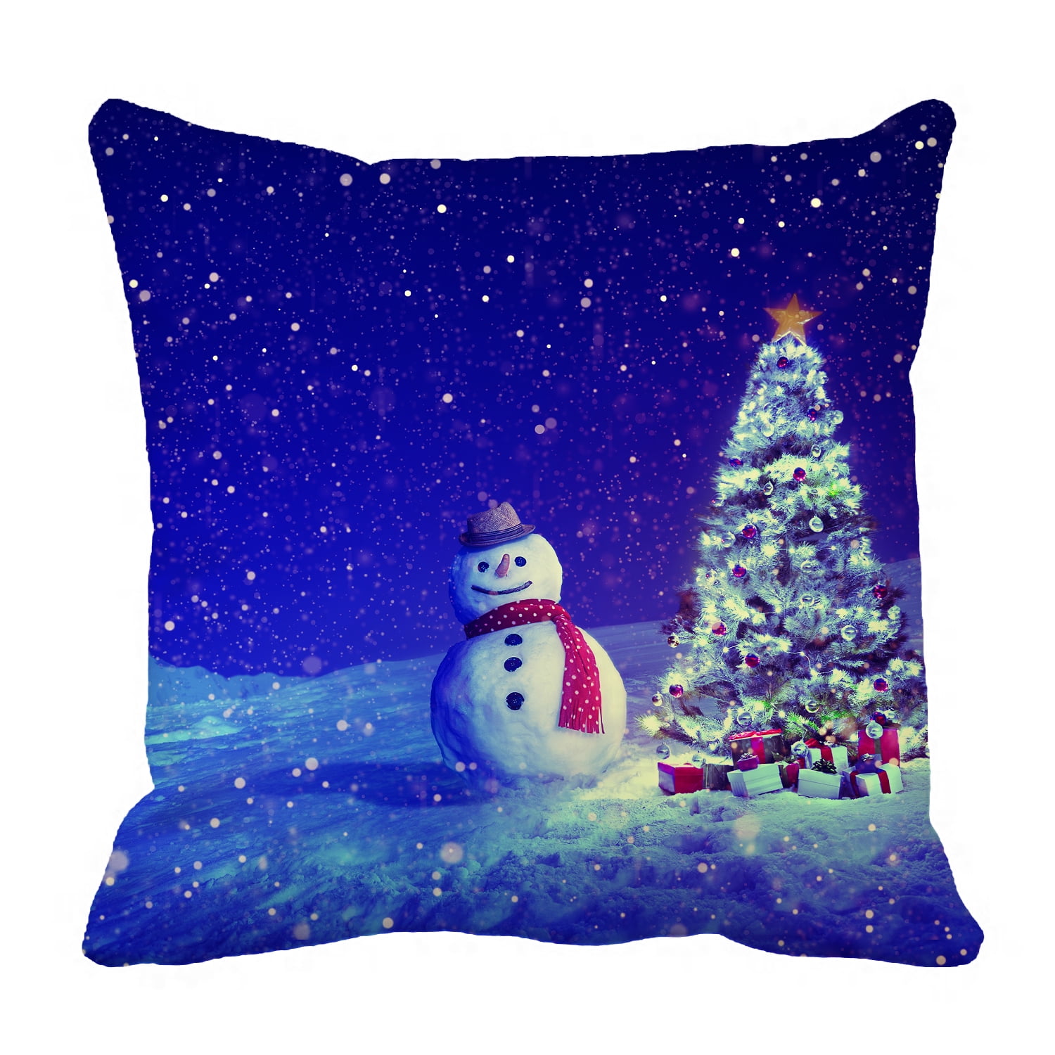 YKCG Christmas Tree Winter Snowflakes Snowman Pillowcase Pillow Cushion ...