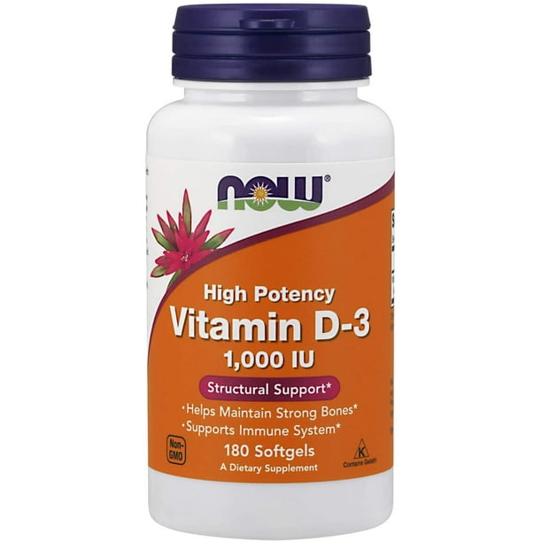 Now Foods, Vitamina D3, 1000 IU, 180 cápsulas | Walmart en línea