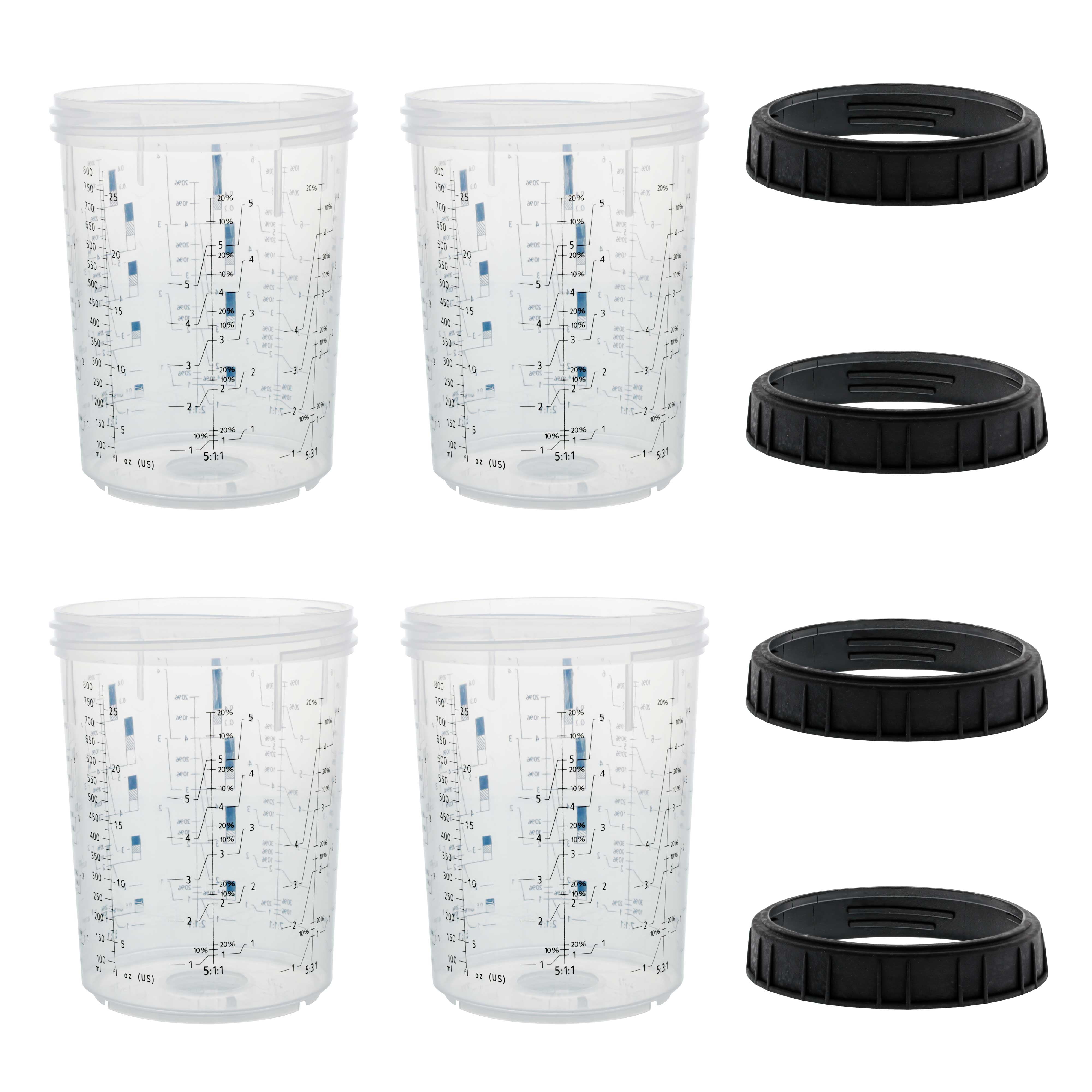 Master Paint System MPS, 4 Pack Set Standard 27 Ounce (800ml) Hard Cups ...