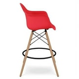 Home Square 28" Plastic Counter Stool with Arms in Red - Set of 2 ...