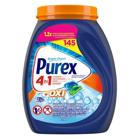 Purex 4in1 + OXI Laundry Concentrated Detergent Pacs, 145 count ...