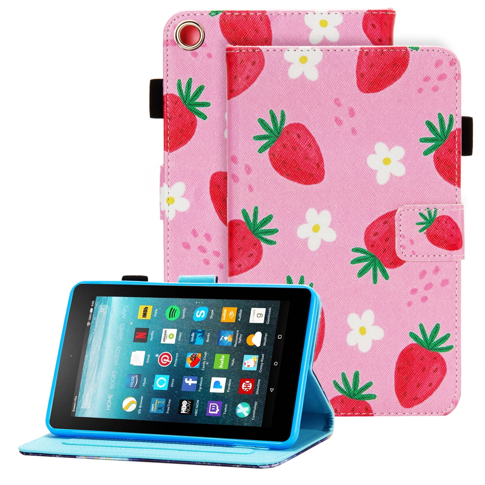Cute Case for Fire 7 Tablet, Smart Leather Protector Fold Stand Wallet ...