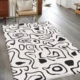 Abstract Washable Area Rugs 2.7'x5', Black and White Fluid Lines Modern ...