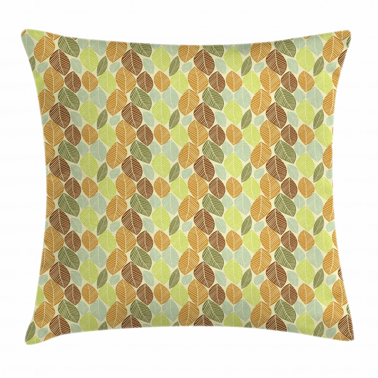 Leaves Throw Pillow Cushion Cover, Soft Colored Autumn Leaves with ...