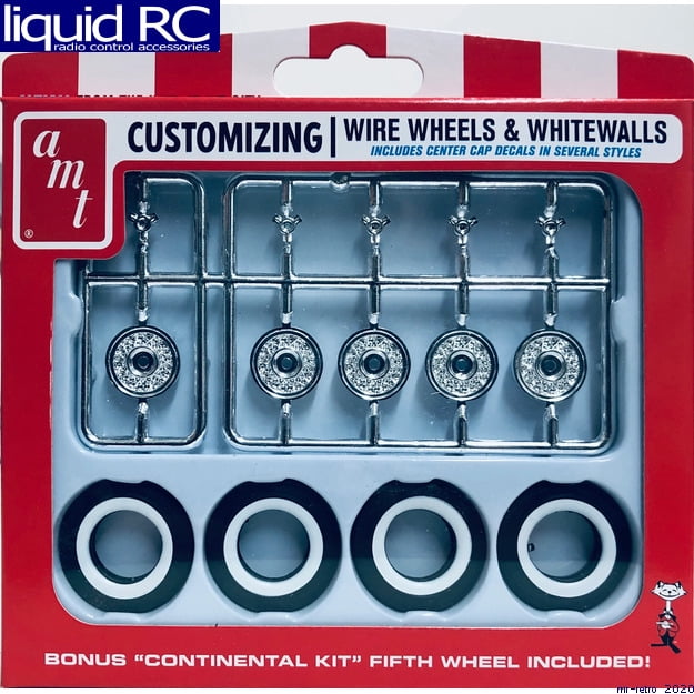 AMT AMTPP033 Skill 2 Wire Wheels & Whitewall Tires Set for 1 by 25 ...