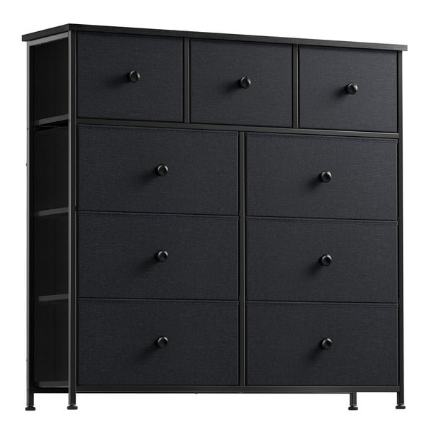 GUNAITO Dressers for Bedroom of 9 Drawer Chest of Drawers Closets Black ...