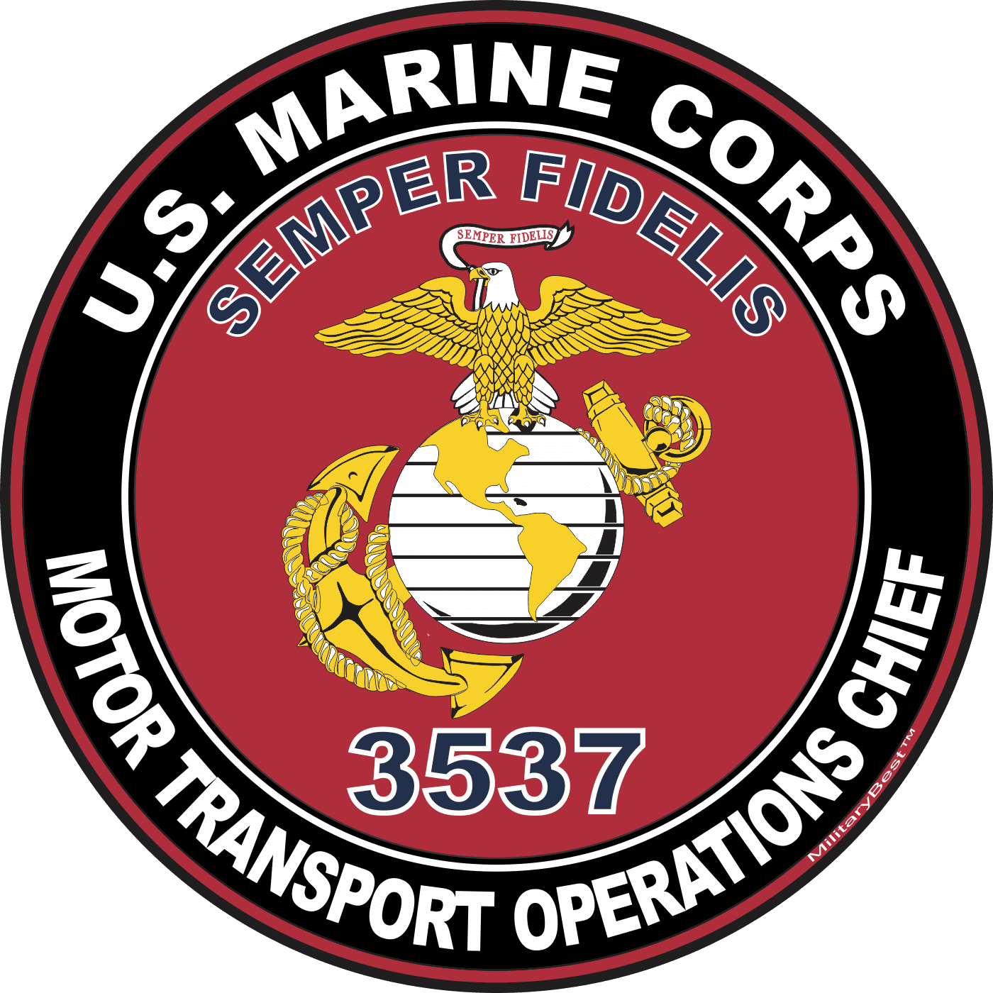 U.S.M.C. MOS 3537 Motor Transport Operations Chief Decal 3.8" - Red ...