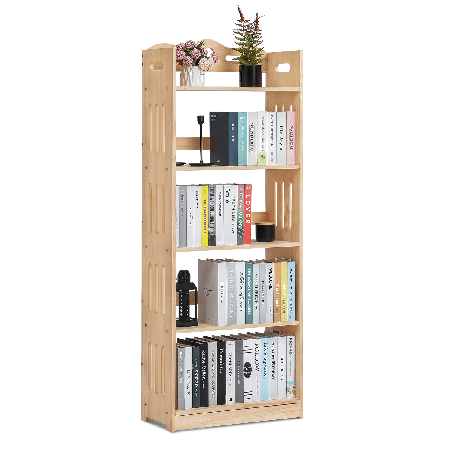 Magshion Wood 5 Tiers Bookshelf, Heavy Duty Bookcase, Storage Shelf ...