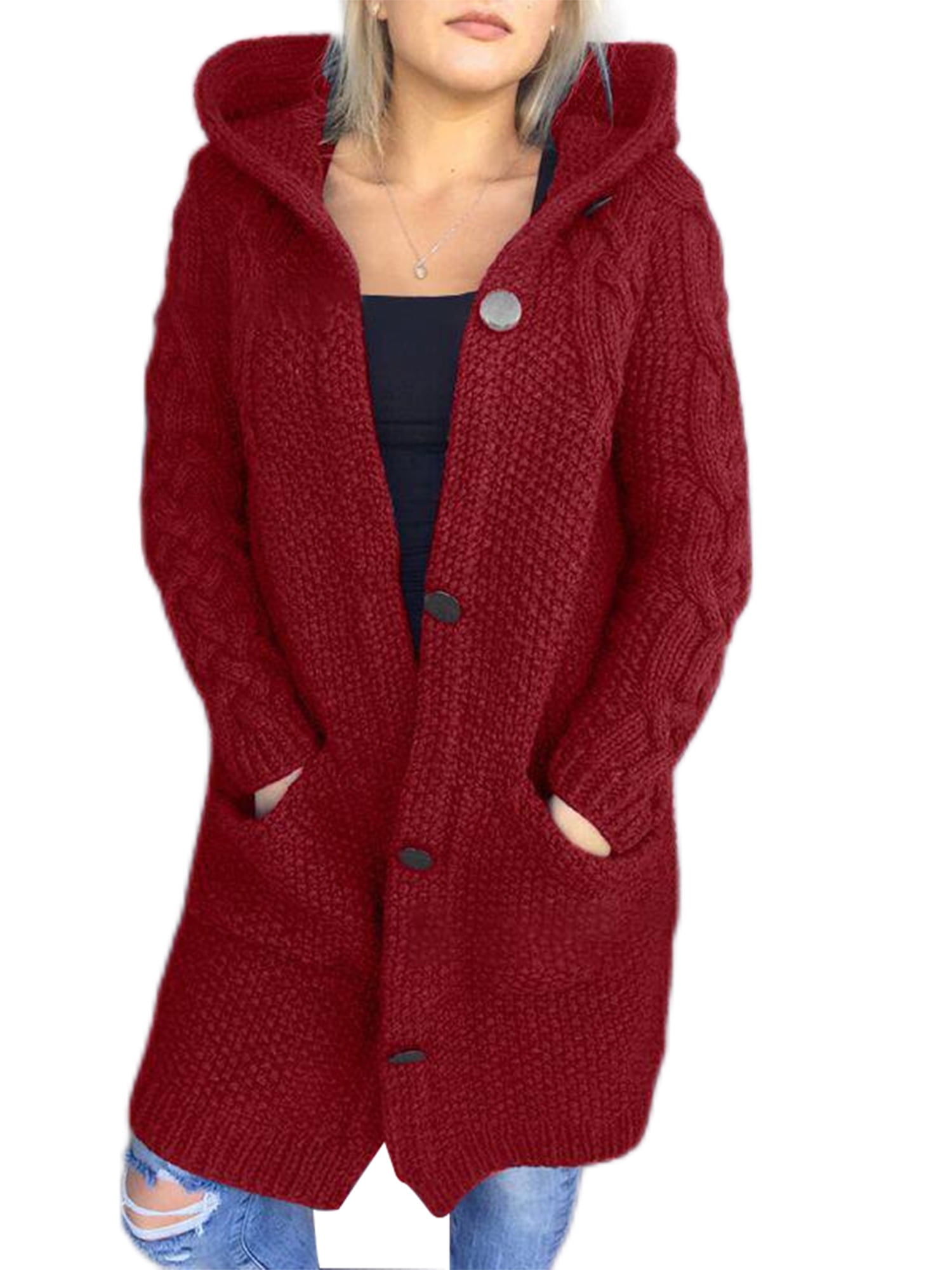 Grianlook Womens Cable Knit Long Sleeve Sweater Open Front Long