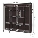 "Ktaxon 67"" Portable Wardrobe Closet, Dark Brown, 12-Shelf Clothes ...