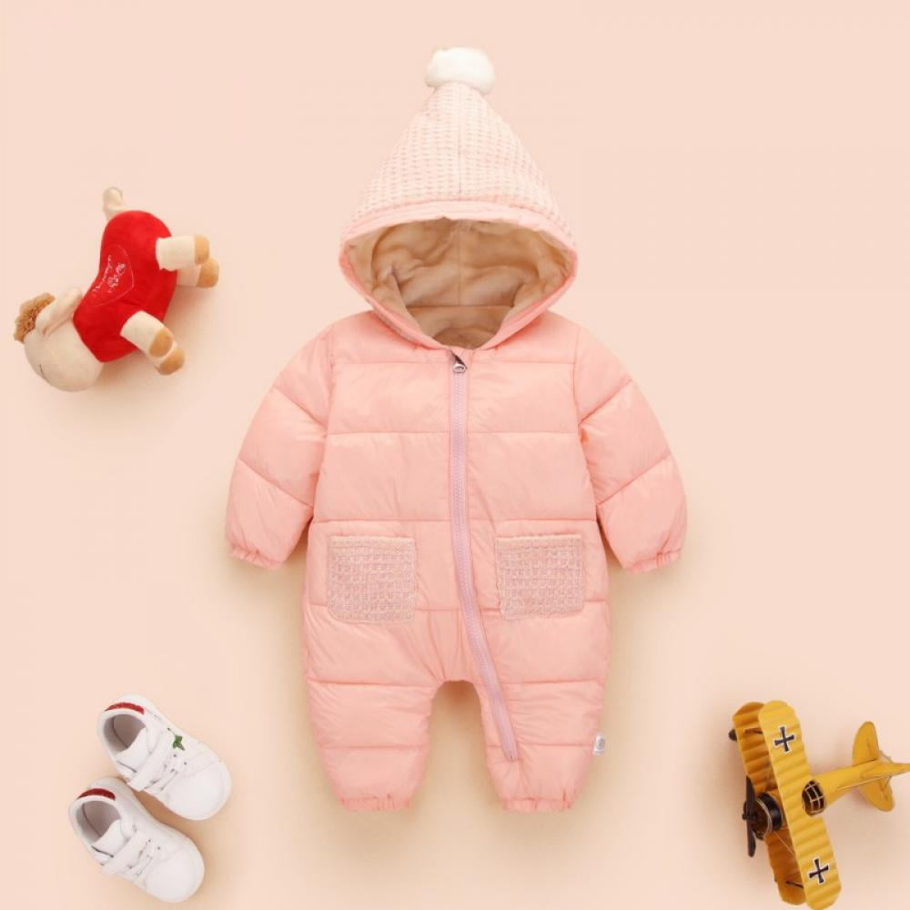 Infant Baby Winter Snowsuit Coat Romper Hoodied Footie Outwear Warm Jumpsuit for Girls Boys 6-12 ...