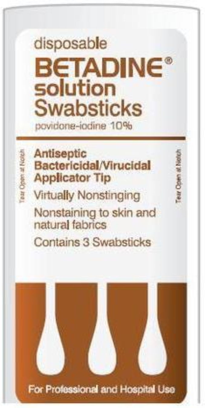 Betadine Disposable Solution Swabsticks, 3 Count, 50 Packs - Walmart ...