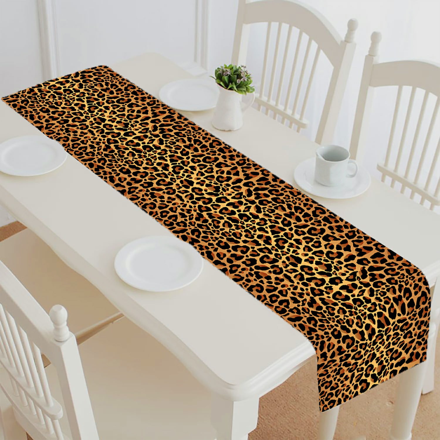 ABPHQTO Leopard Pattern Table Runner Placemat Tablecloth For Home Decor ...
